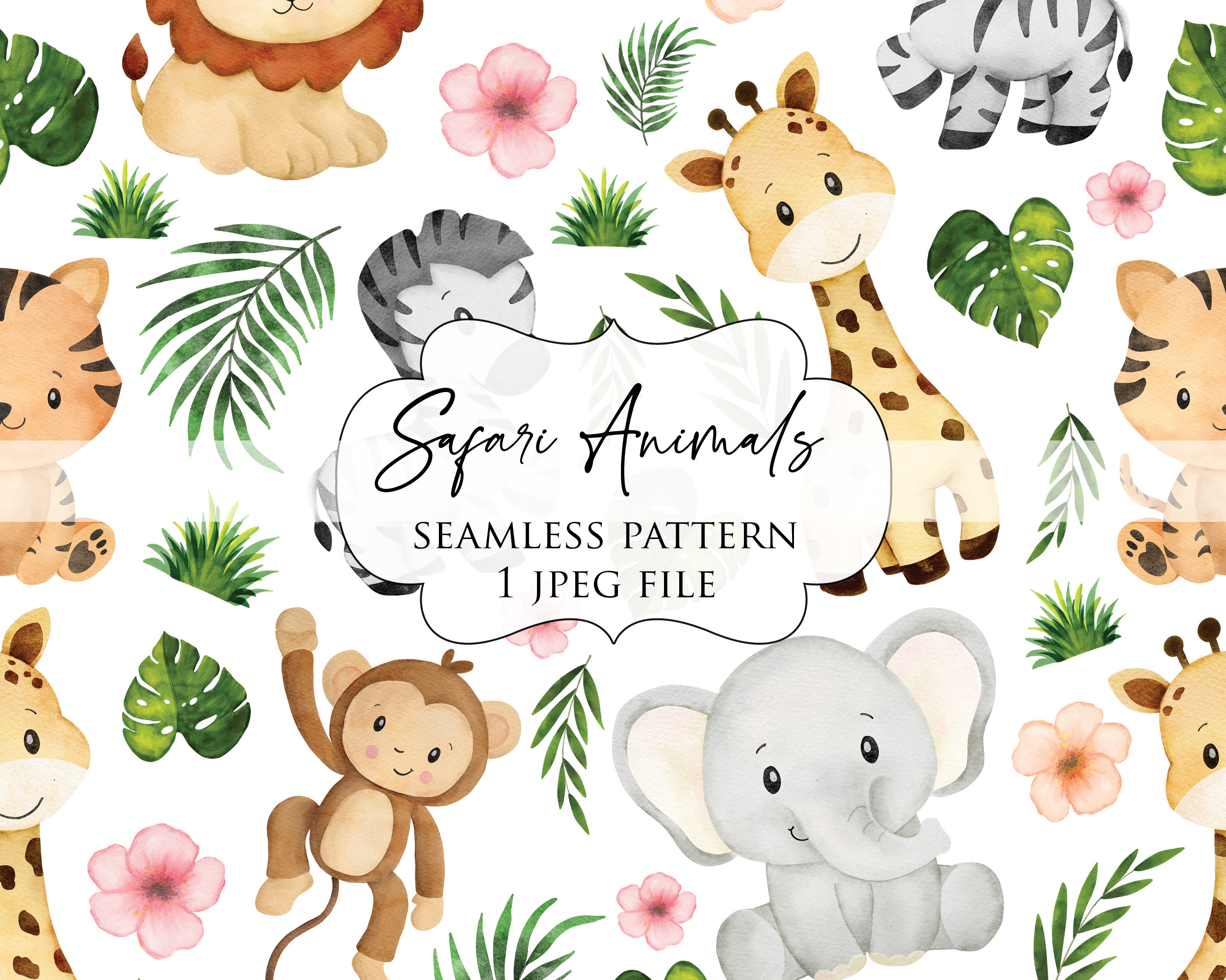 Safari Animals Seamless Pattern - Cute Animals Pattern - Safari ...