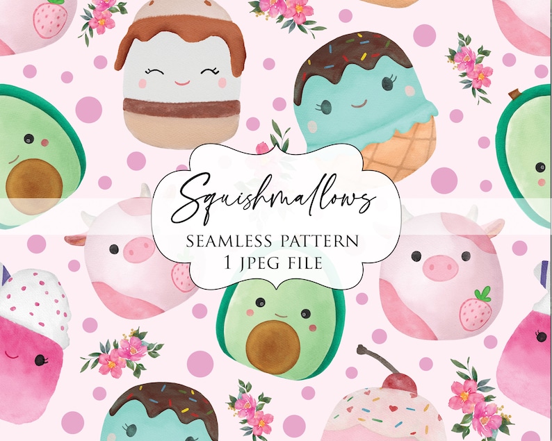 Squishmallows Seamless Pattern - Squishy Seamless Pattern - Seamless ...