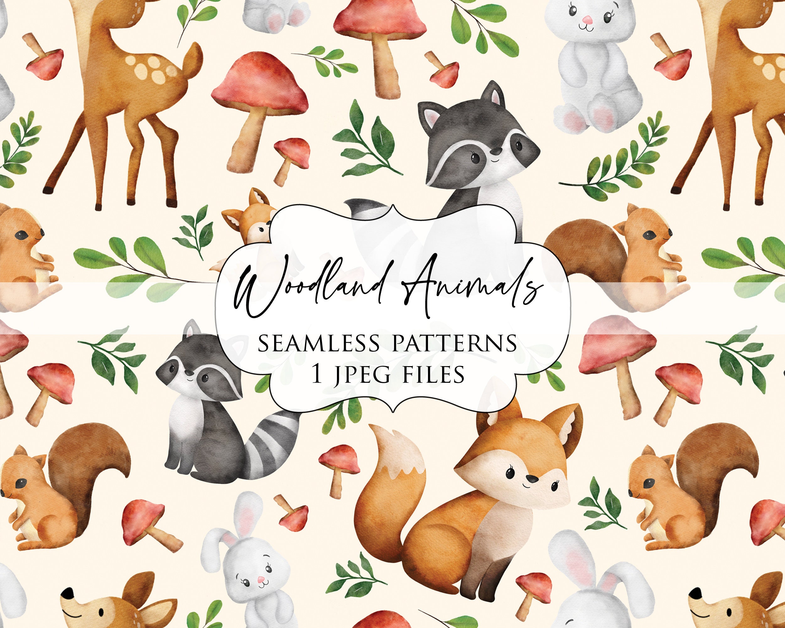 Woodland Animals Seamless Pattern, Woodland Pattern, Cute Animals ...