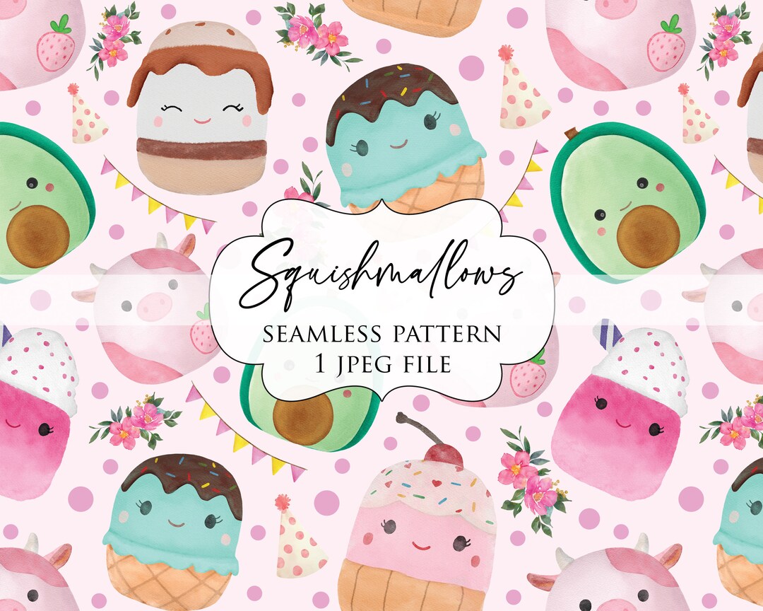 Cute Squishmallows Seamless Pattern, Squish Toys Pattern, Squishmallows ...
