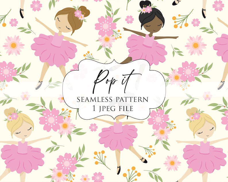 Ballerina Seamless Pattern - Ballerina Pattern - Black Ballerina ...