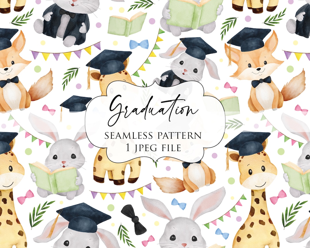 Cute Graduation Animals Seamless Pattern - Graduation Pattern - Cute ...