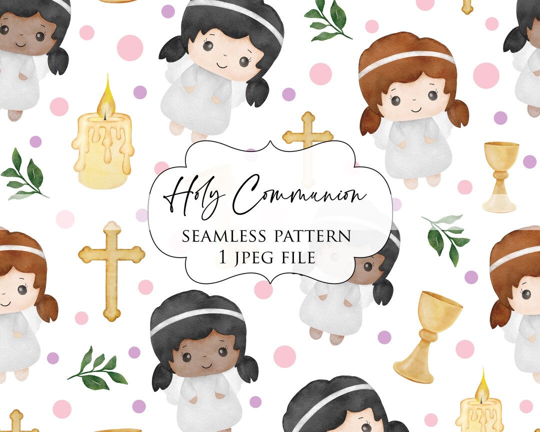 Holy Communion Seamless Pattern Cute Baby Angel Pattern Religious ...
