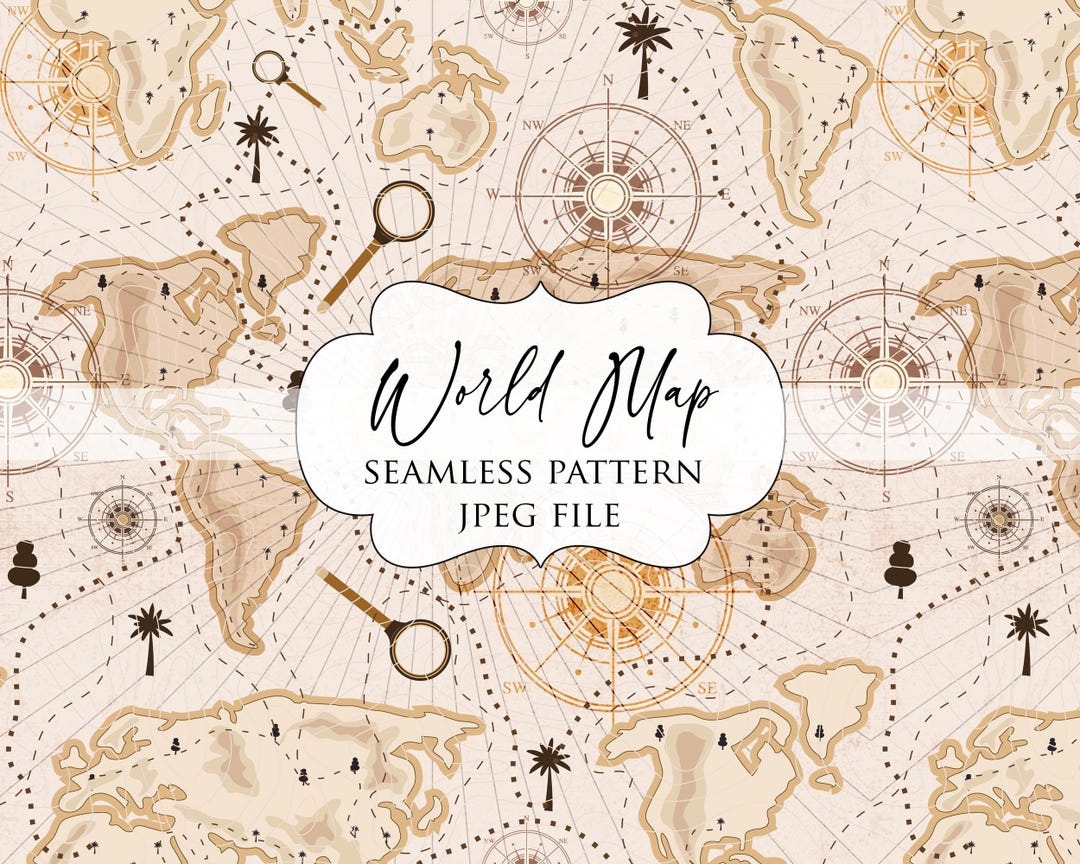 Vintage World Map Seamless Pattern, Travel Theme (digital Paper) - Etsy