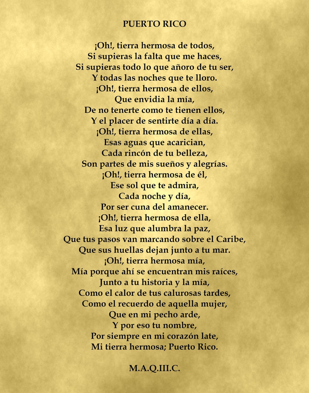 Puerto Rico, Mother Land, Poem, Poetry, Spanish Poem, Spanish, Poema ...