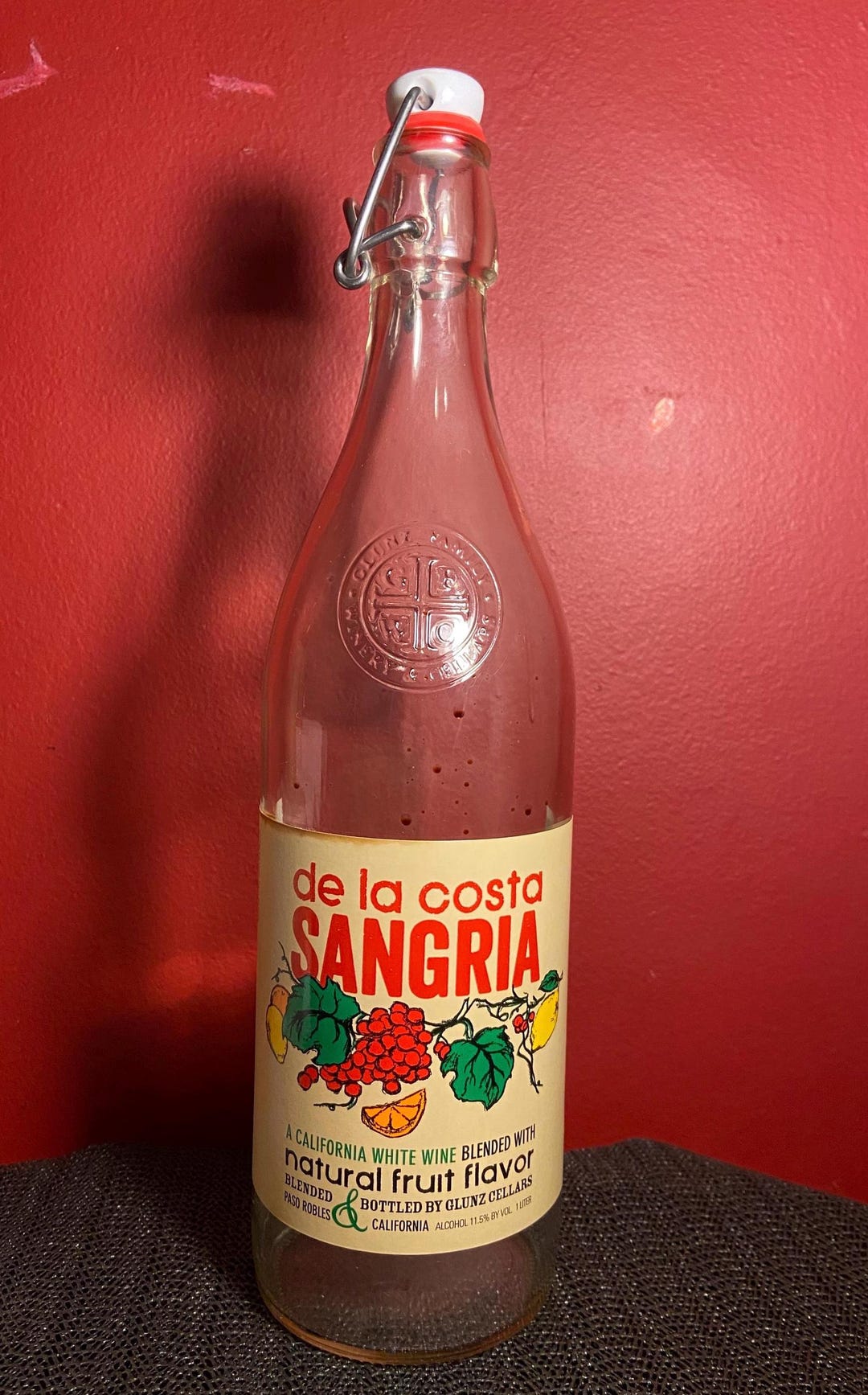 Glass Wine Bottle Empty 12” Tall 1 Liter With Ceramic Top - Etsy