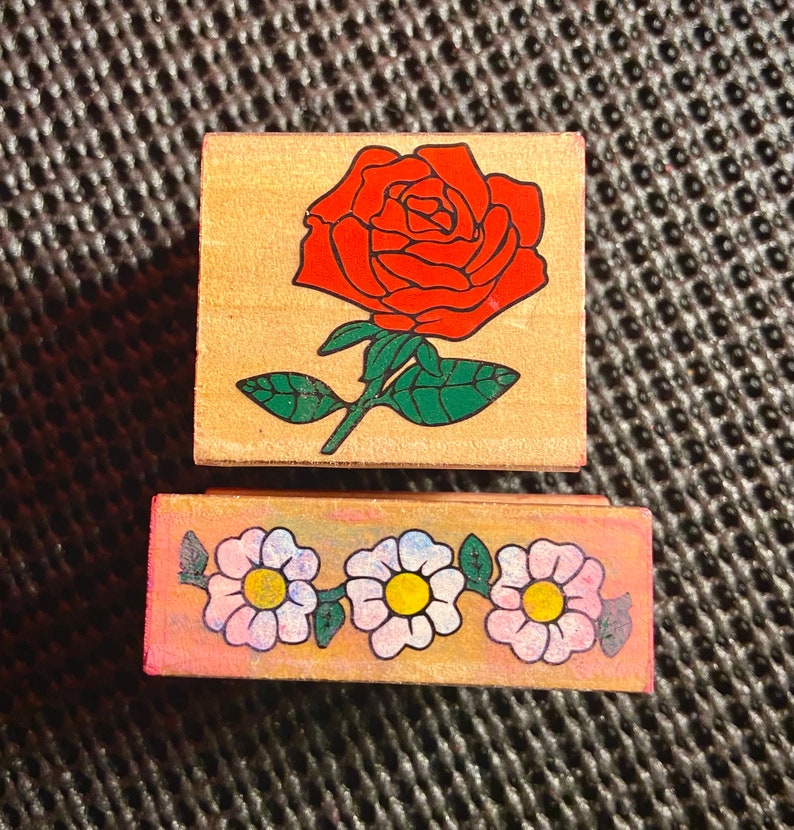 Flowers Rose 1990s Wooden Stamp Rubber Vintage Set 2pcs Small - Etsy