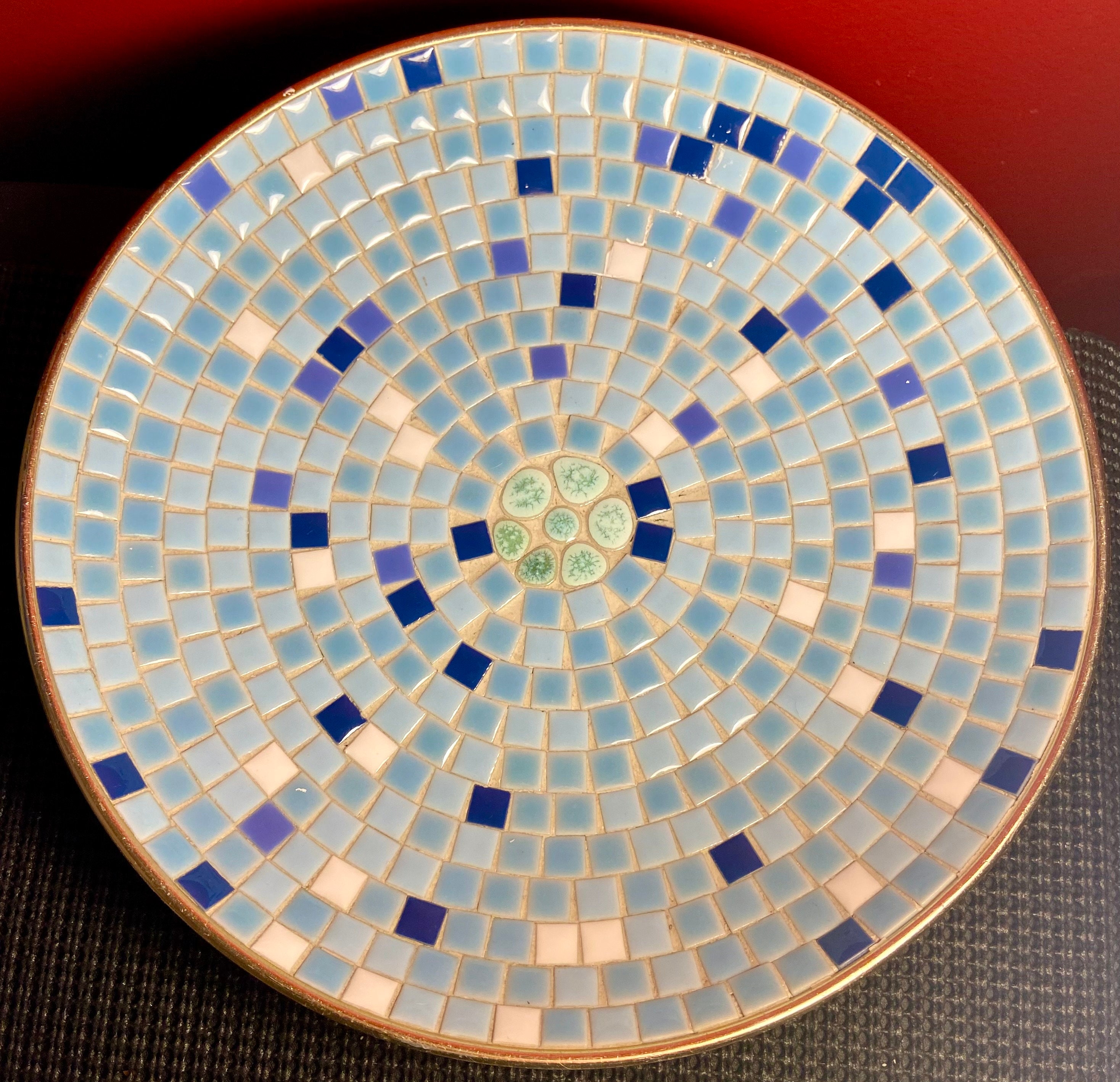 Vintage Tile Trays Metal Stone Blue White Set - Etsy