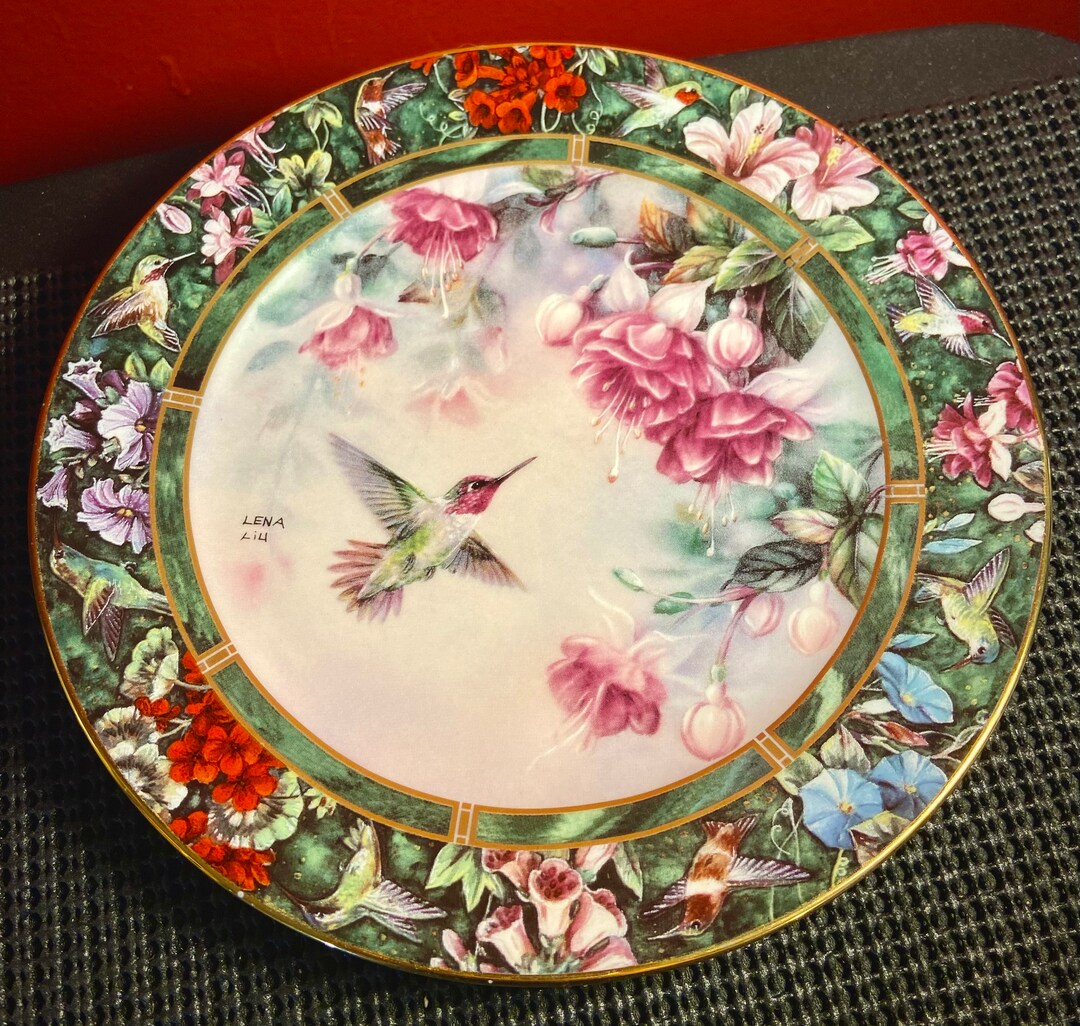The Anna’s Hummingbird by Lena Liu Porcelain Plate Bird Gold Trim 1992 ...