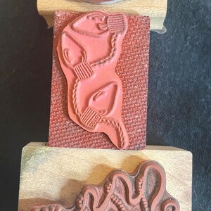 Christmas Xmas Wooden Small Stamp Rubber Vintage Set 3pc - Etsy