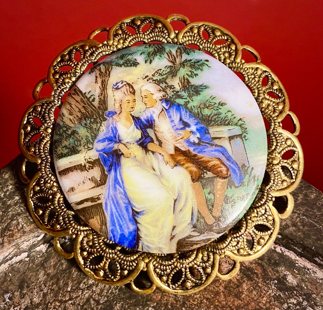 Western Germany Brooch 2” Porcelain Bronze 1950s - Etsy