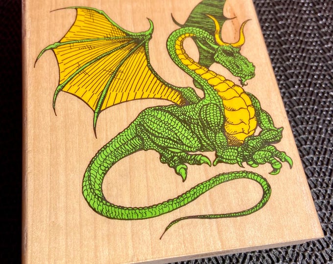 Large Dragon Rubber Stamp Wooden Base Vintage NM USA Stamping - Etsy
