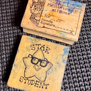 Teacher School Educational Wooden Stamp 1990s Rubber Vintage Set - Etsy