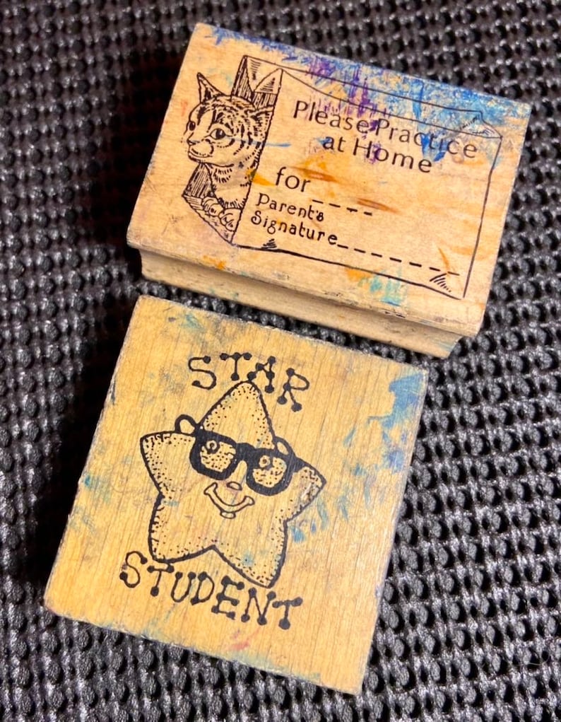 Teacher School Educational Wooden Stamp 1990s Rubber Vintage Set - Etsy