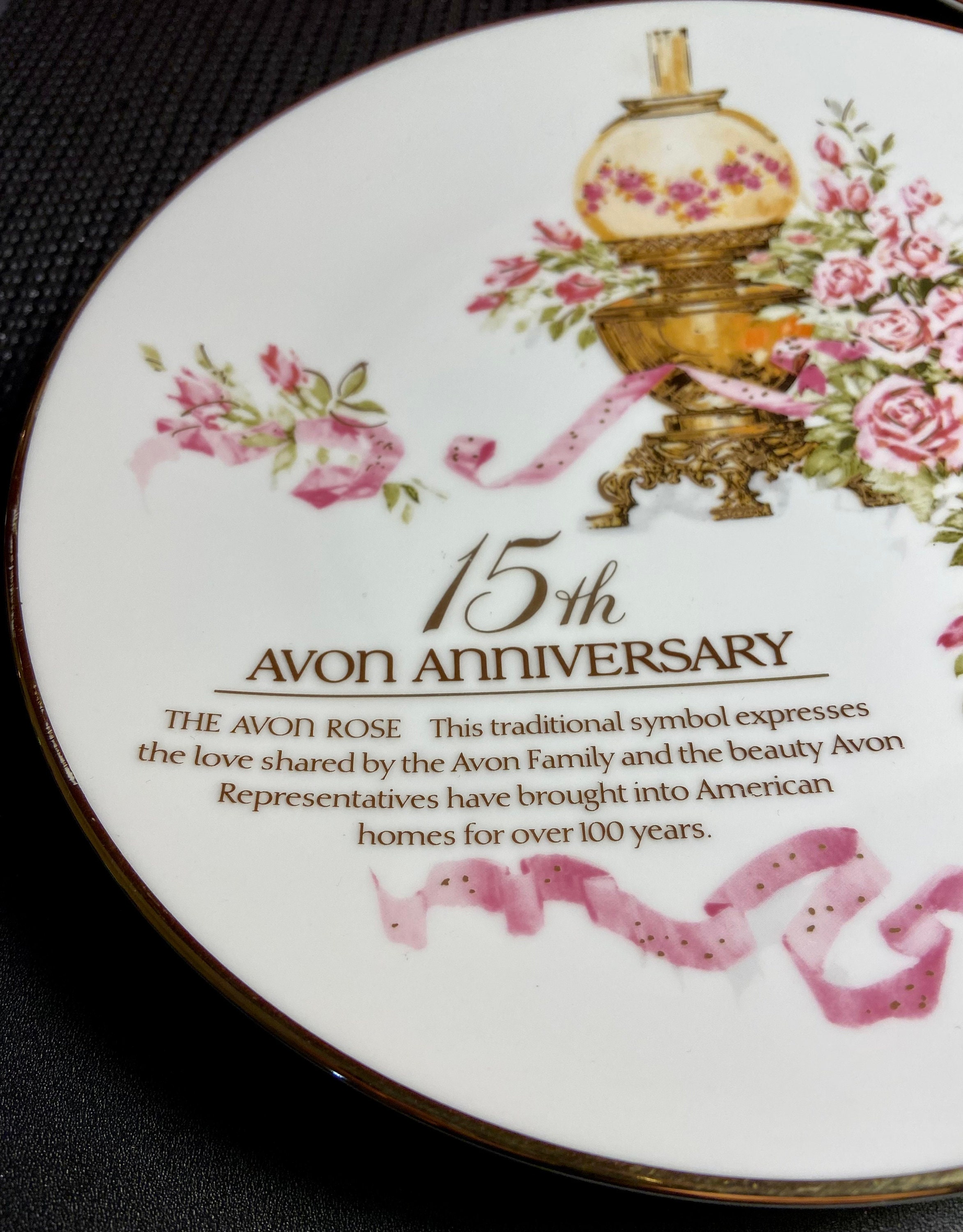 Avon Anniversary Porcelain Plate Set Gold Trim 1995 - Etsy