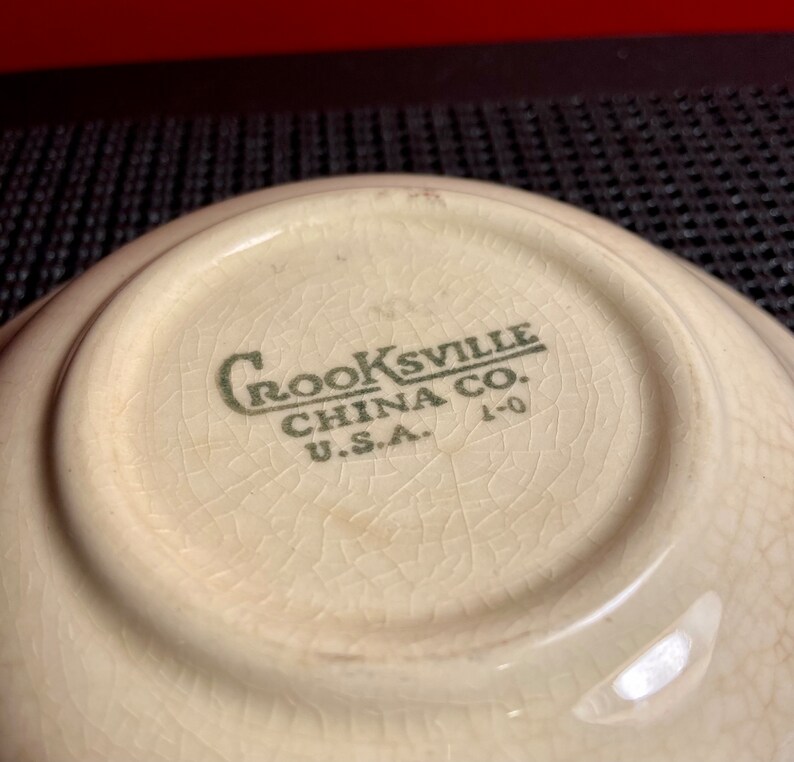 Crooksville China Co USA Tan Shallow Bowl Floral Gold Trim Small ...