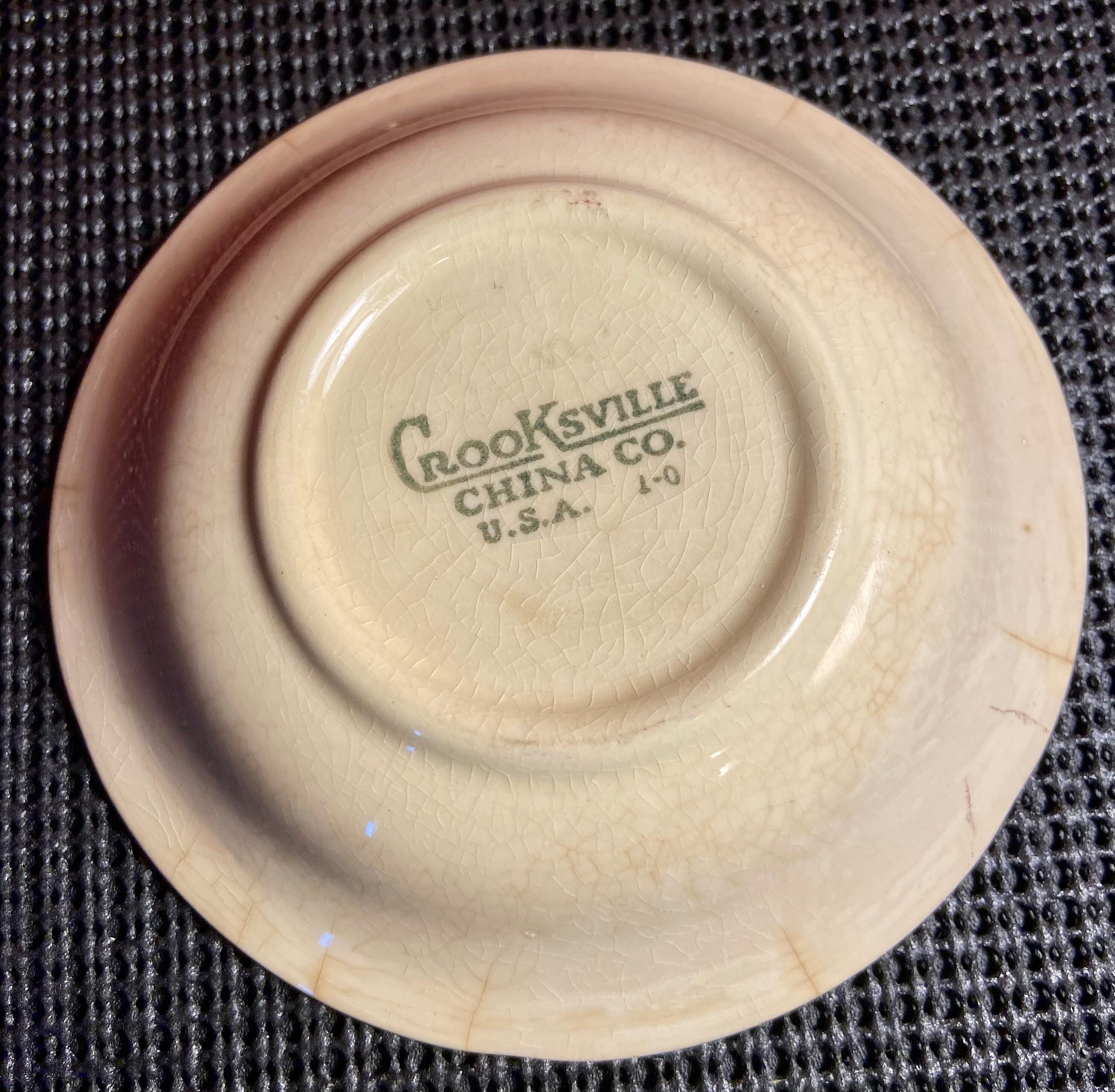 Crooksville China Co USA Tan Shallow Bowl Floral Gold Trim Small ...