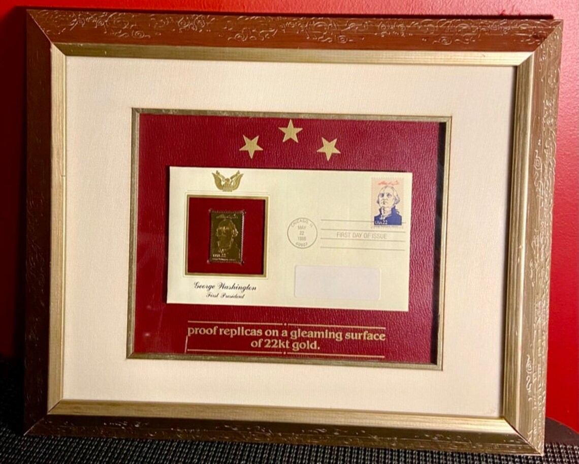 Framed 22kt Gold Replica Postage Stamp Mint Washington US President - Etsy