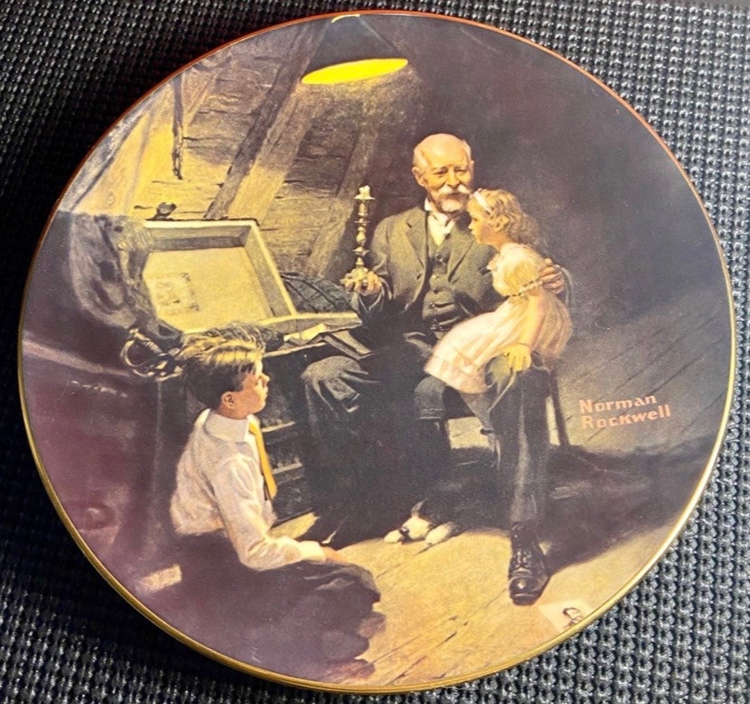 Norman Rockwell Ceramic Plate Gold Rim 1983 Grandpas Treasure Chest - Etsy