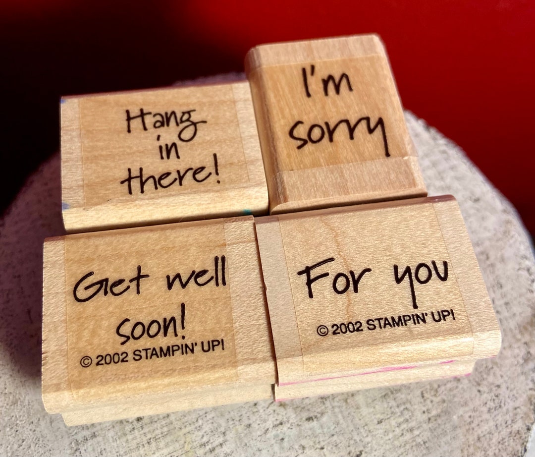 Rubber Stamps Lot Small “get Well” Wooden Base 1.5” Set of 4 Vintage - Etsy