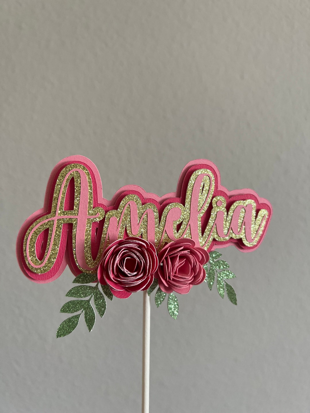 Floral Name Cake Topper Any Name Cake Topper Flower Theme Cake Topper ...
