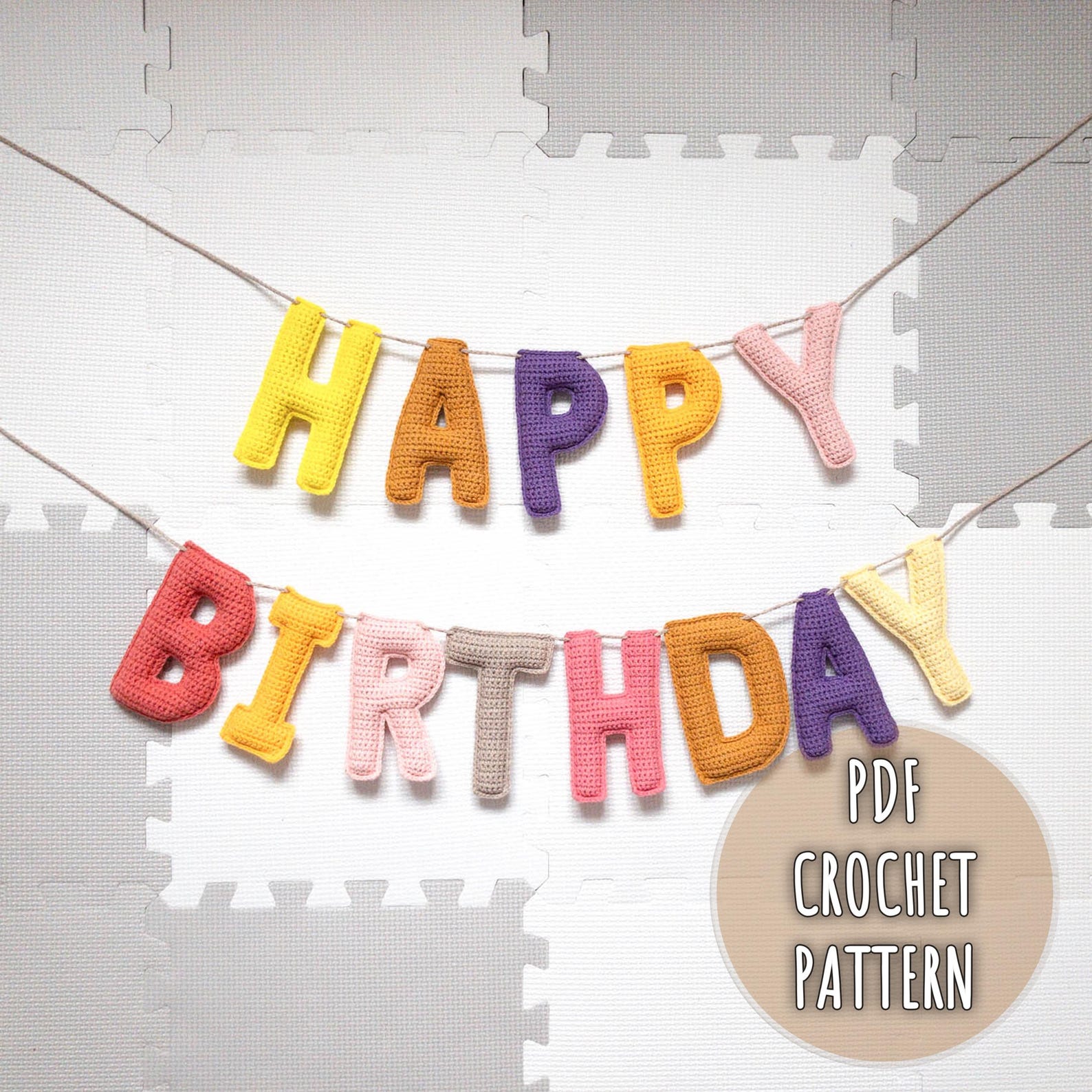 Happy Birthday Crochet Pattern, PDF Amigurumi Garland Pattern, Crochet ...