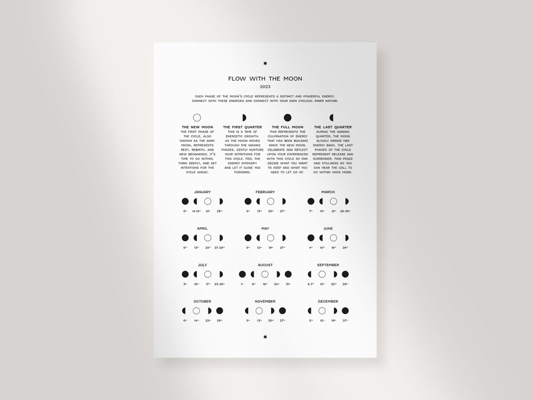 Lunar Calendar 2023 - Etsy UK
