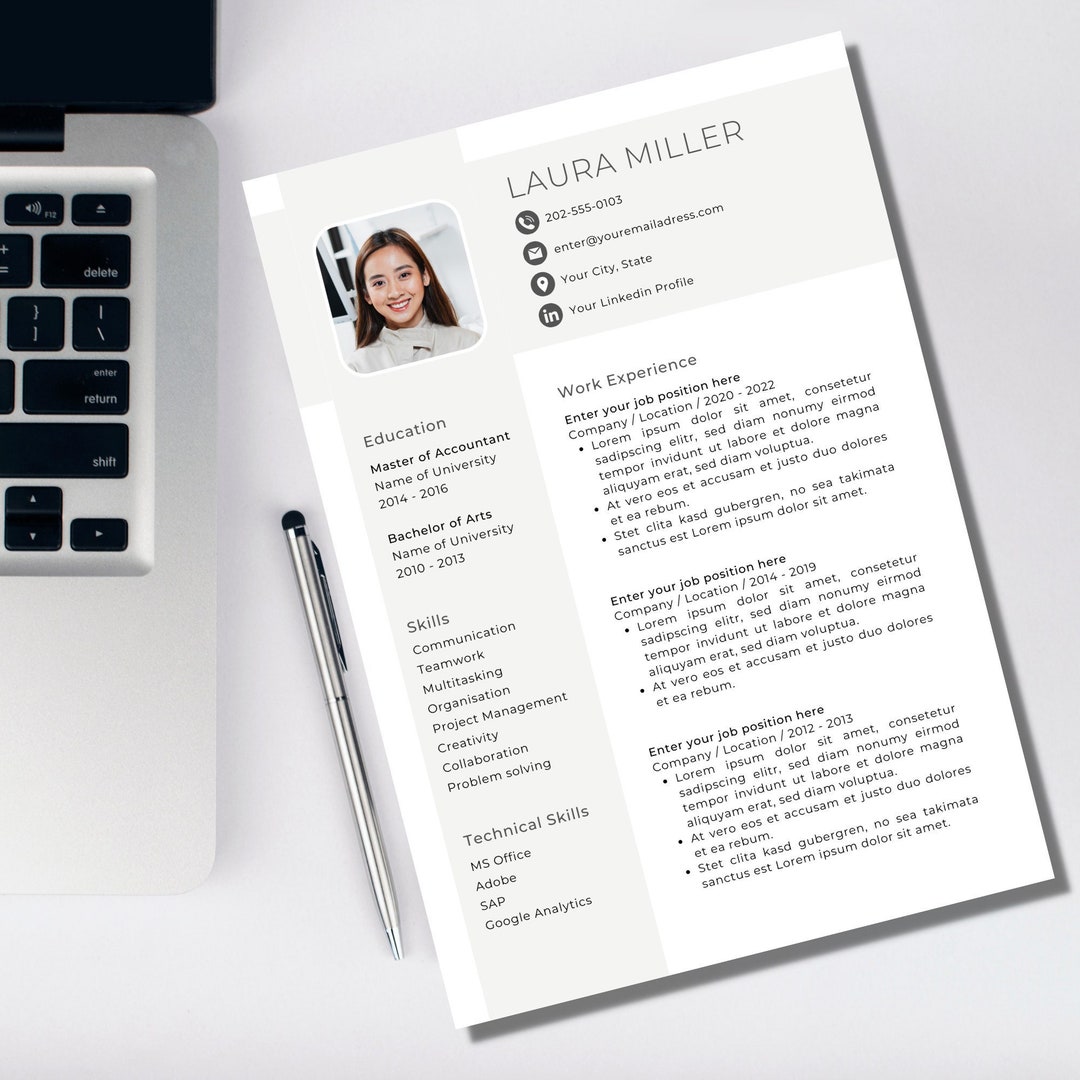 Modern Light Grey Resume Template | Resume Template Canva ...