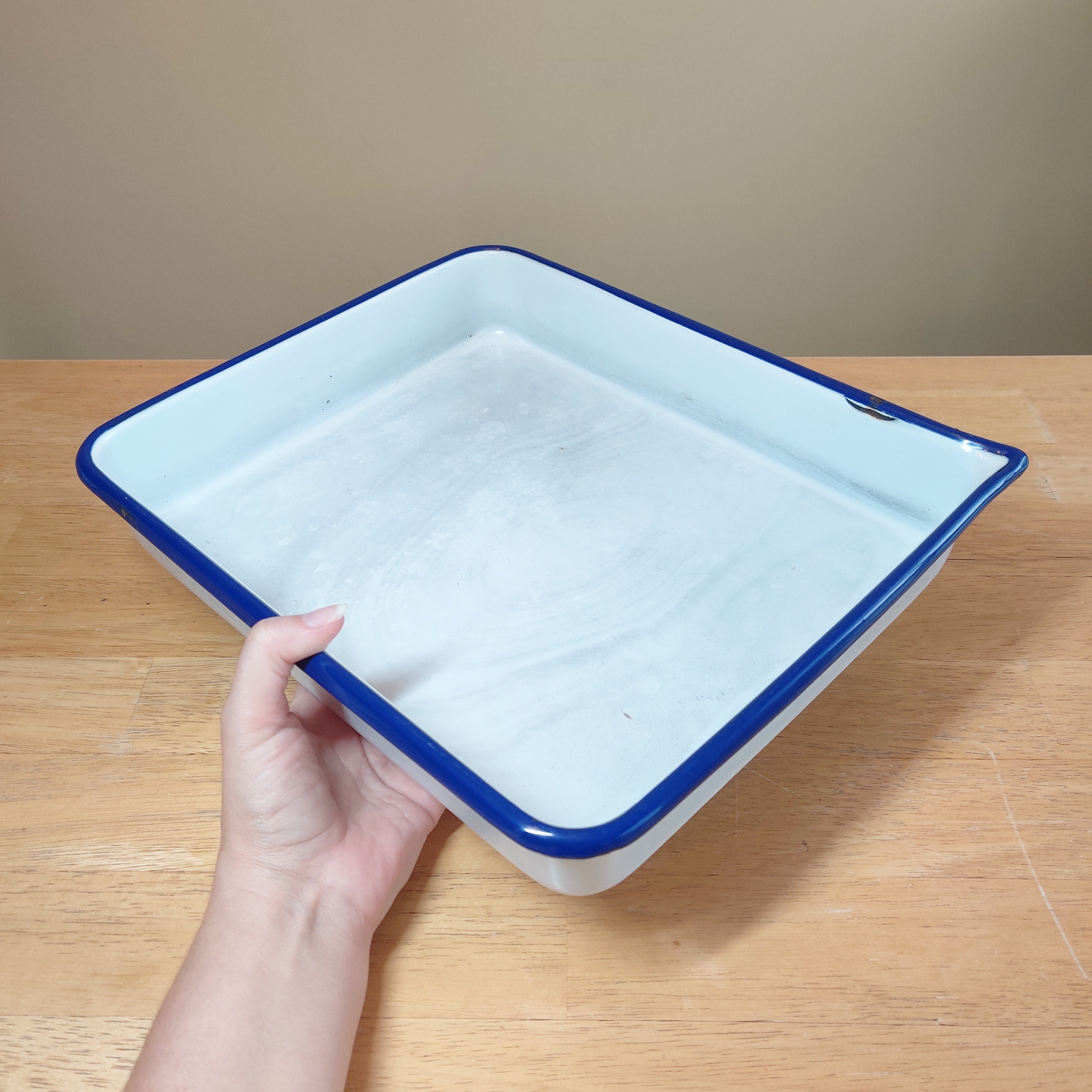 Vintage White Enamel Photo Developer Tray / Pan With Spout - Etsy