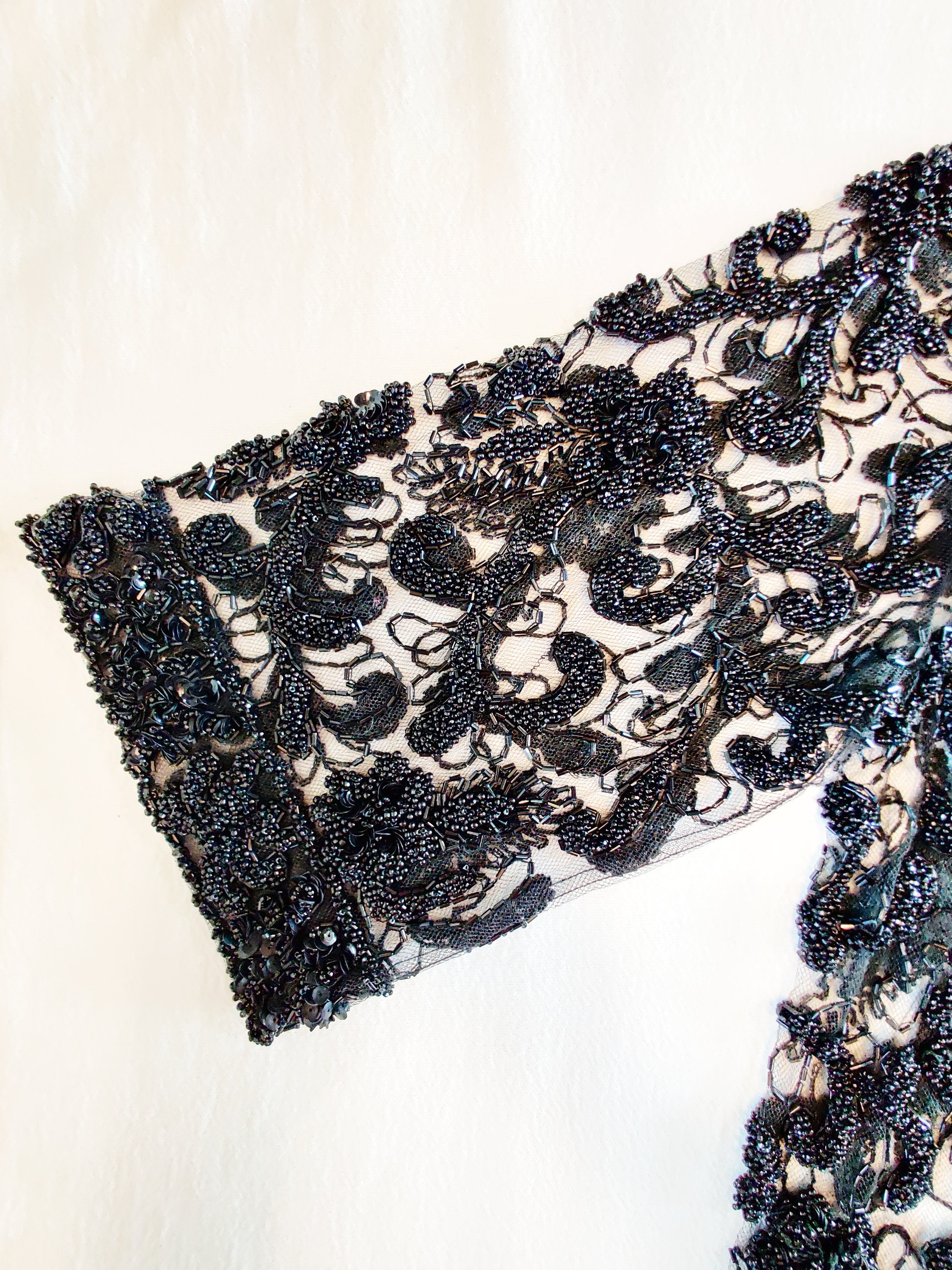 Vintage Black Beaded Evening Jacket, Extravagantly Embellished With ...