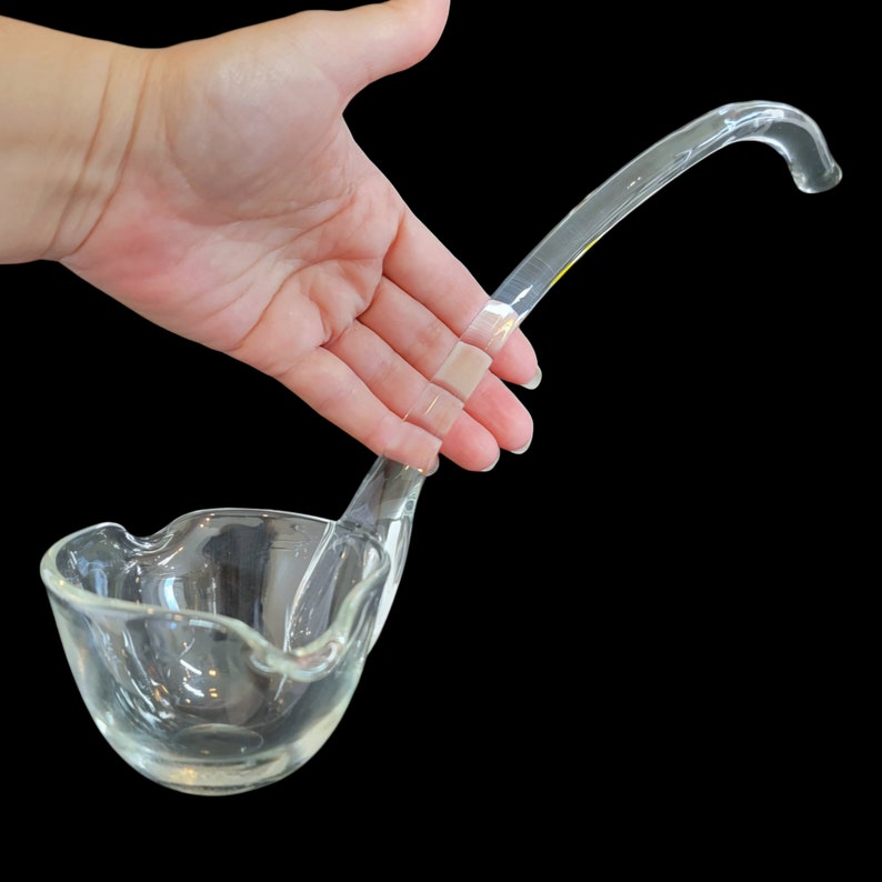 Vintage GLASS Utensils Punch Ladle/glass Salad Server Fork/condiment ...