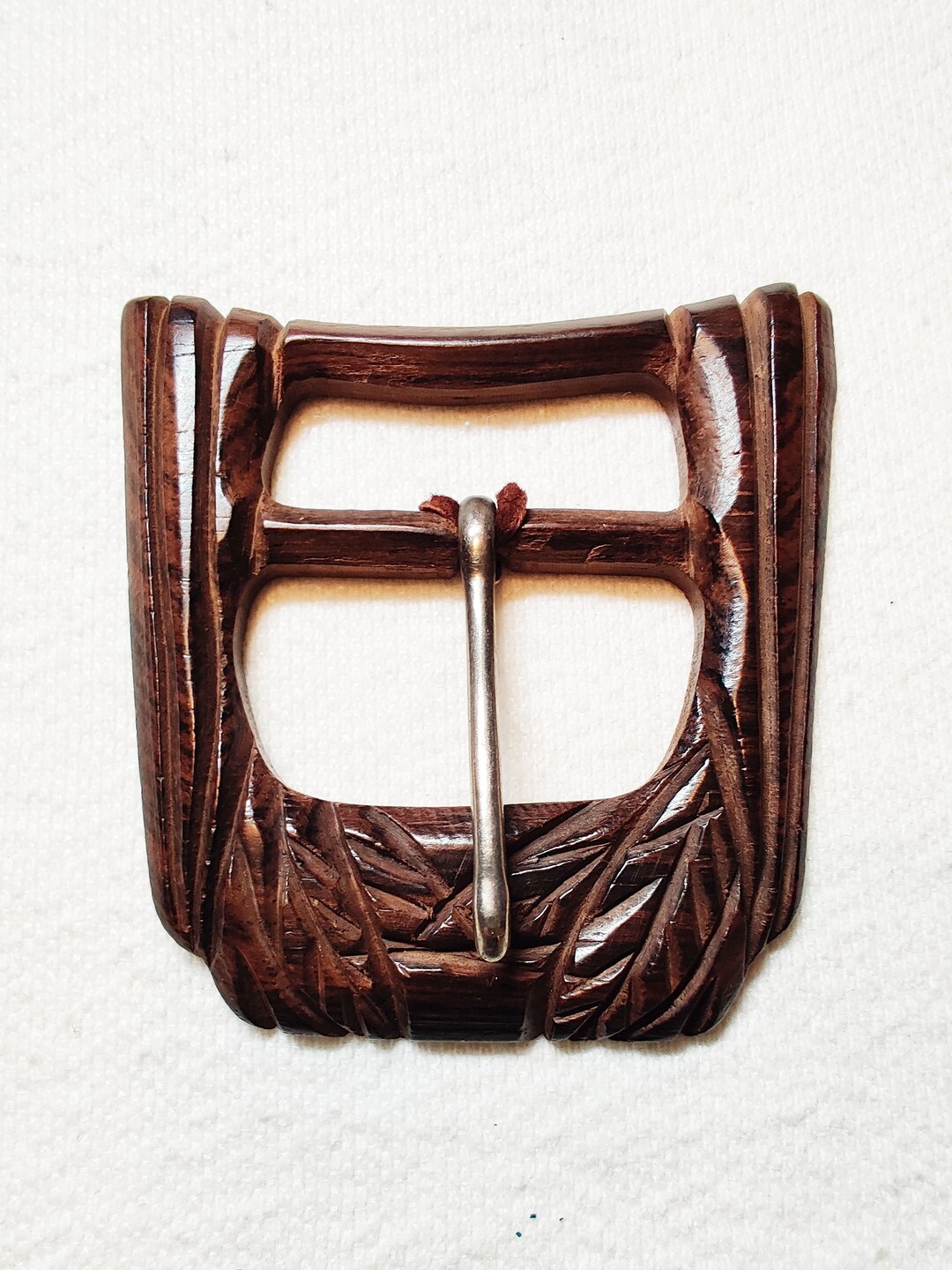 Vintage Carved Wood Belt Buckle Dark Brown Wood Color Boho - Etsy