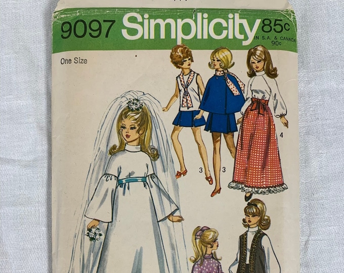 Simplicity 9097 | Vintage Barbie Doll Sewing Pattern | Barbie Doll ...