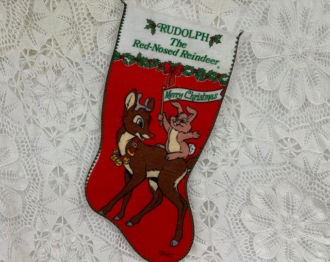 Vintage Rudolph the Red-nosed Reindeer Felt Christmas Stocking | Robert ...