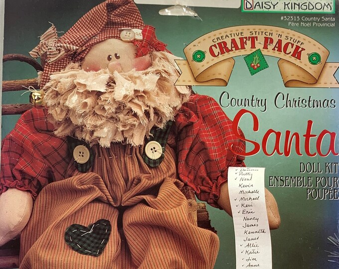 Vintage Daisy Kingdom Stitch N Stuff Country Christmas Santa Doll Kit ...