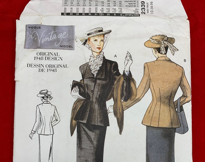 Vogue 2339vogue Vintage Reproduction of Original 1948 Design Sewing ...