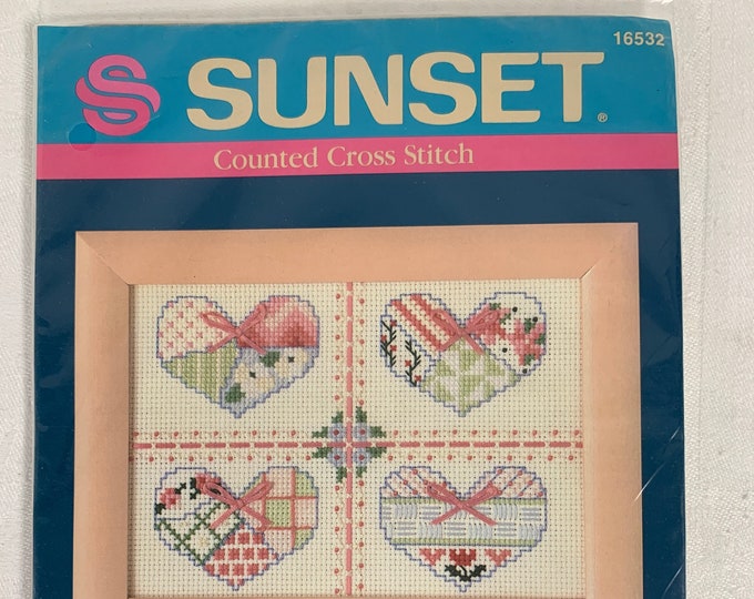 Sunset Dimensions Cross Stitch Kit "delicate Patchwork Hearts" 16532 ...