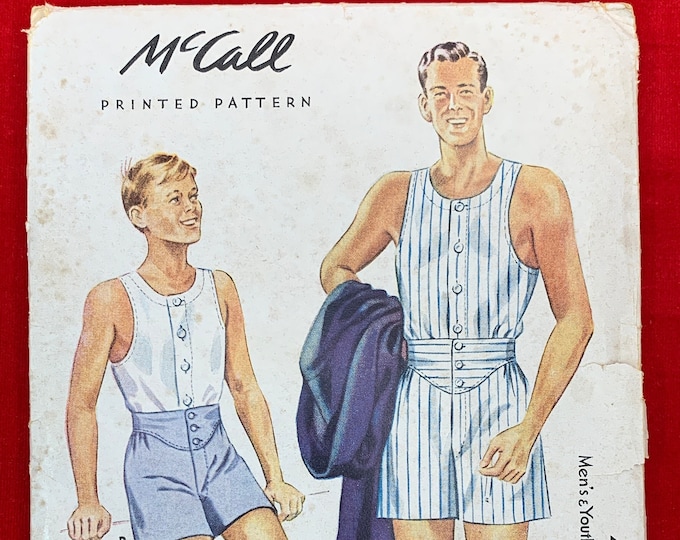 Vintage Mccall 4474 Men's Button Front Boxer Shorts and Undershirt ...