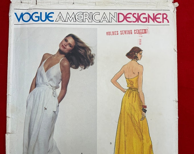 Vogue 1665 Vogue American Designer Calvin Klein Halter Wrap Dress ...