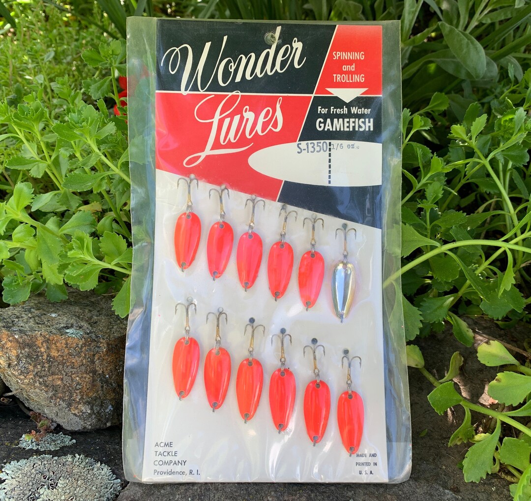 Vintage Wonder Lure Fishing Lures Store Display Card Complete NOS Acme ...