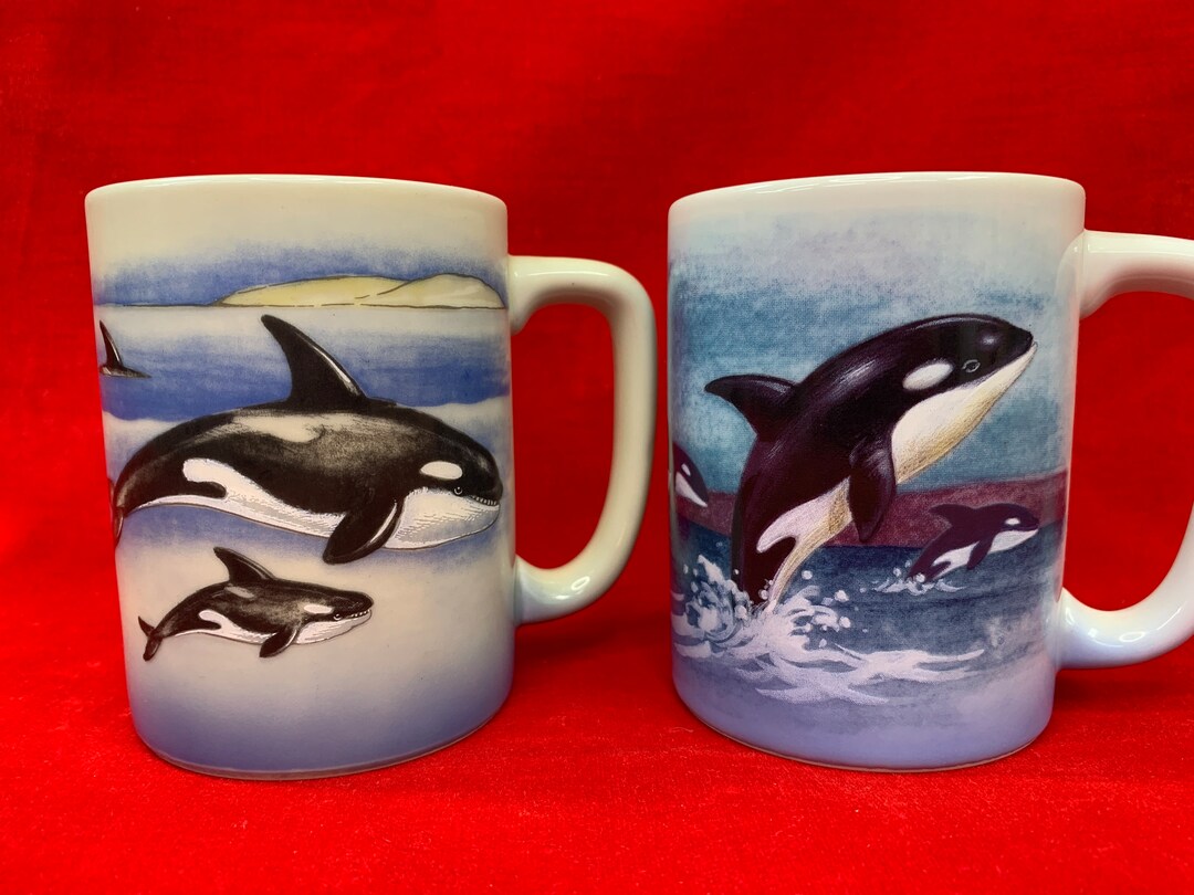 Two Vintage Otagiri Japan Orca Killer Whale Mugs Vintage Otagiri Coffee ...