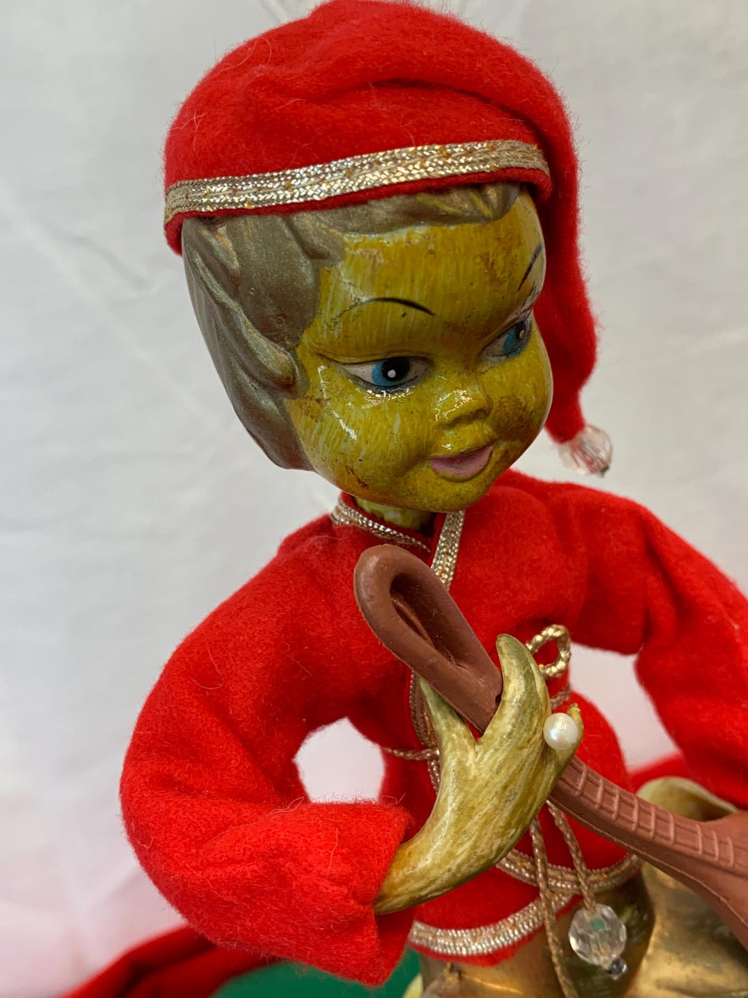 Vintage Plastic Elf Figurine: Musical Instrument, Made in Hong Kong - Etsy