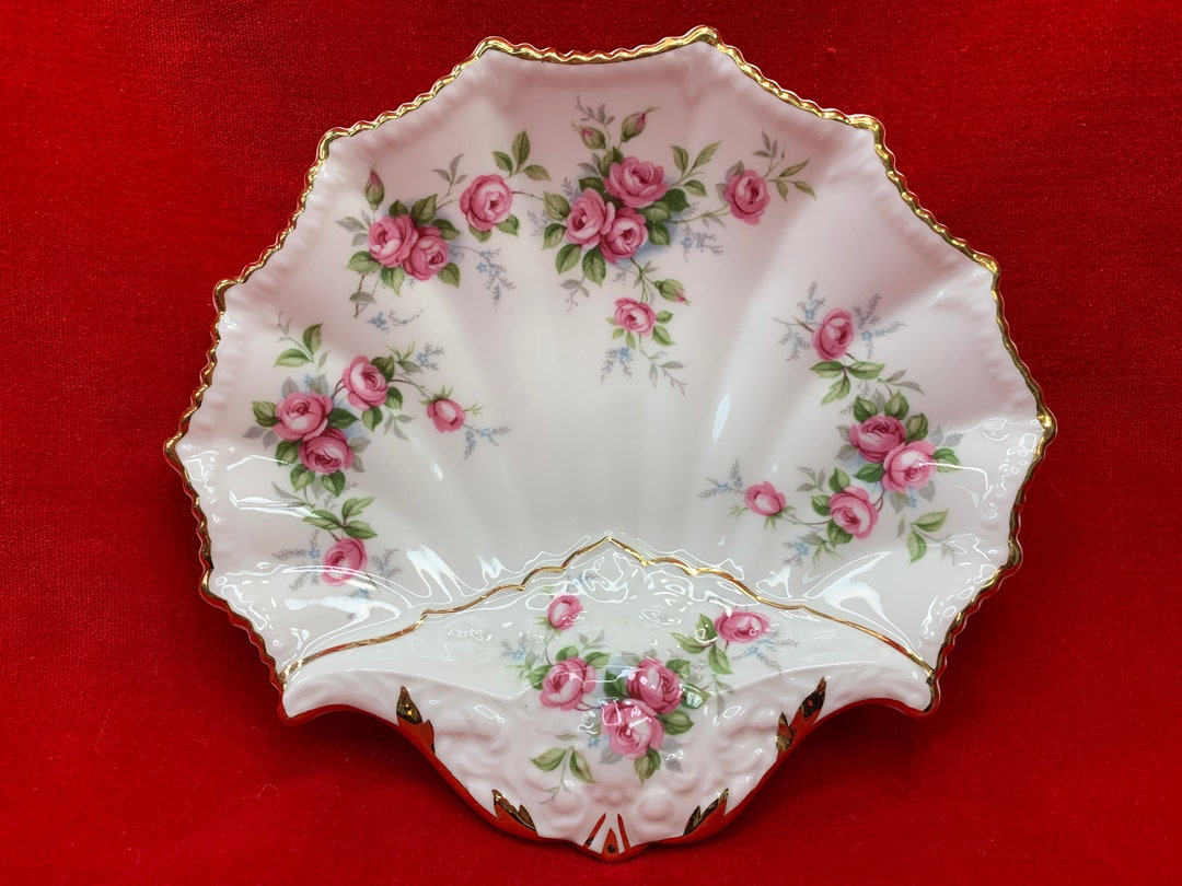 Aynsley Grotto Rose England Bone China Shell Shaped Dish, Trinket Dish ...