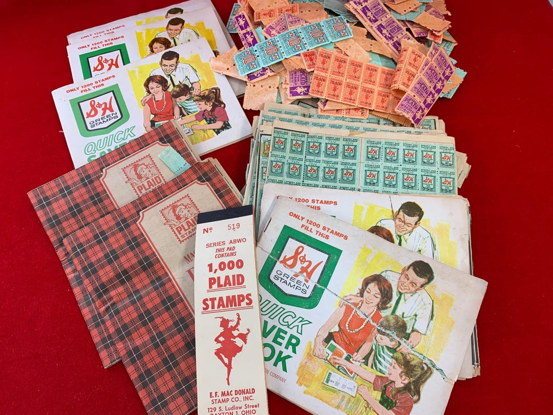 Vintage S & H Green Stamps and Plaid Stamps Bundle Lot Books, Loose ...