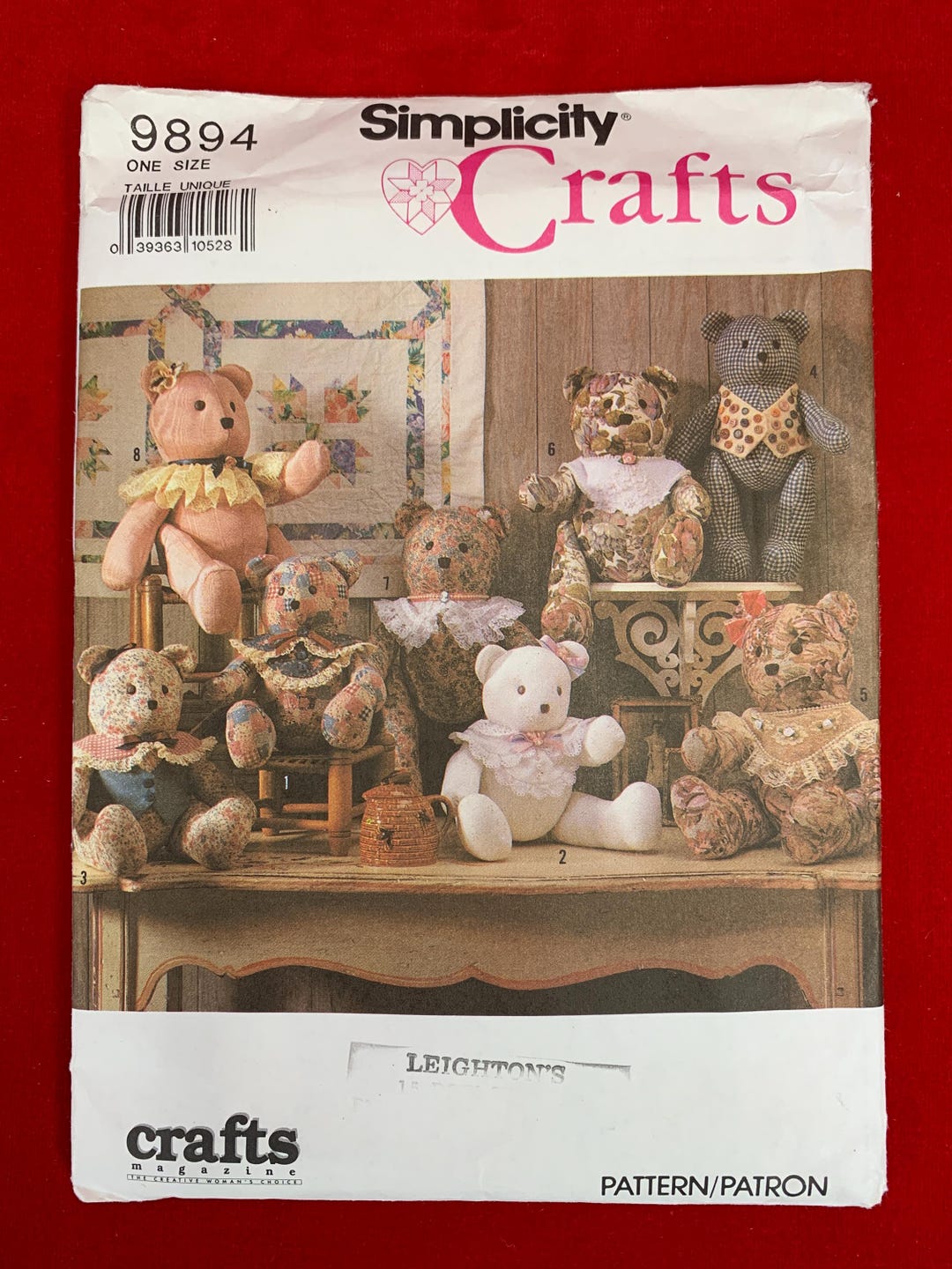 Simplicity 9894 Stuffed Decorative Teddy Bears Sewing Pattern Uncut ...
