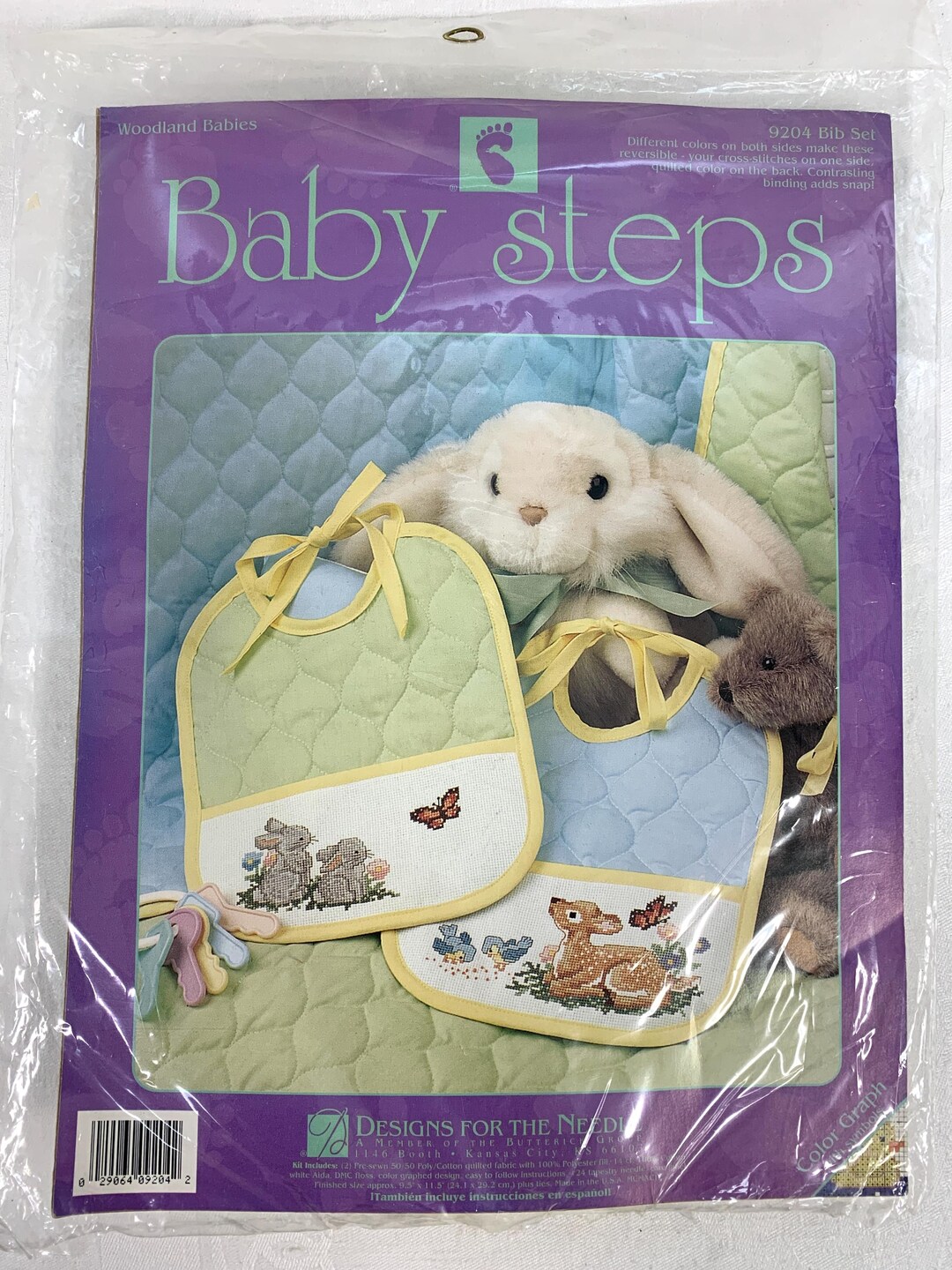 Designs for the Needle Baby Steps WOODLAND BABIES Bib Set Cross Stitch ...