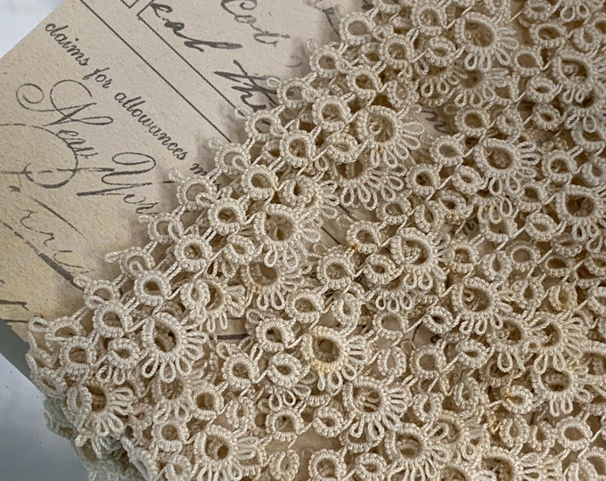 Vintage Hand Made Tatted Lace Continuous Piece | 6 Yards Total | Ecru ...