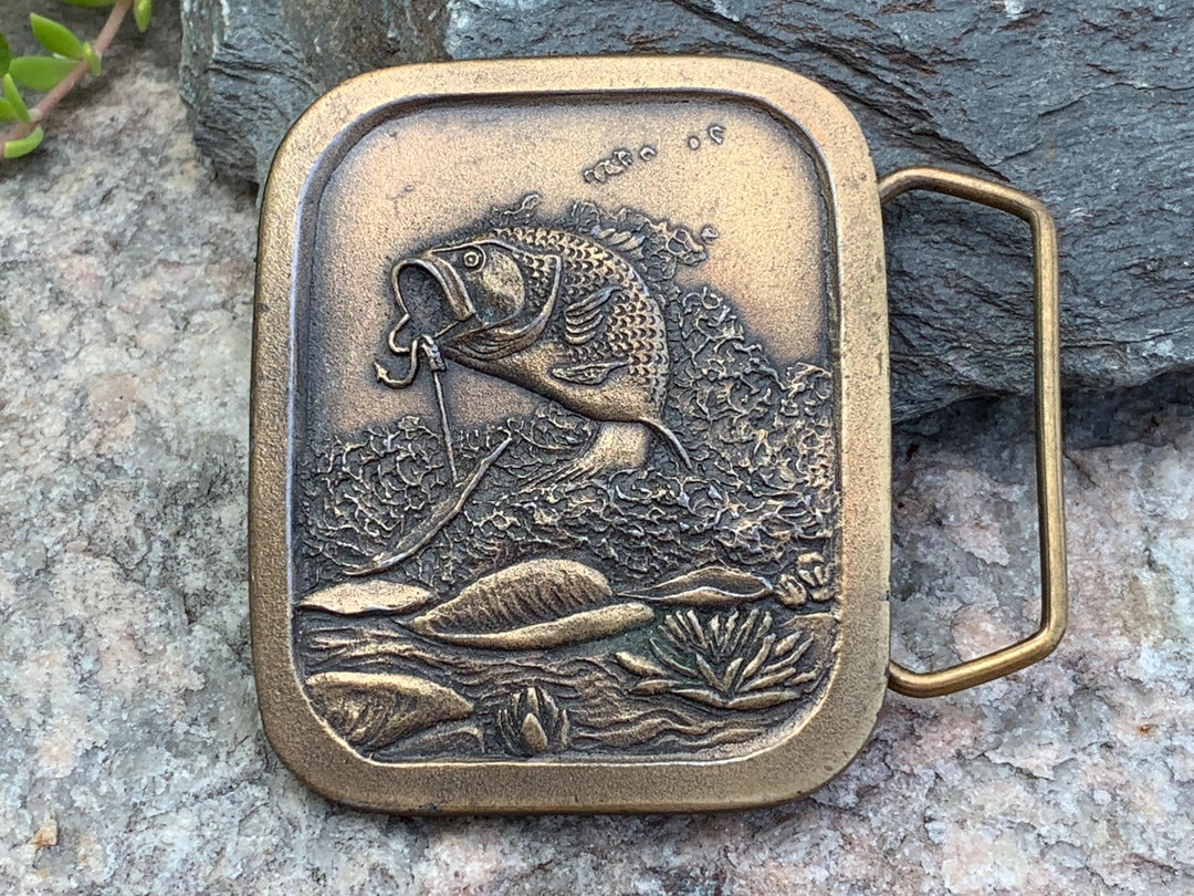 Vintage Bass Fishing Belt Buckle Indiana Metal Craft Dated 1976 ...