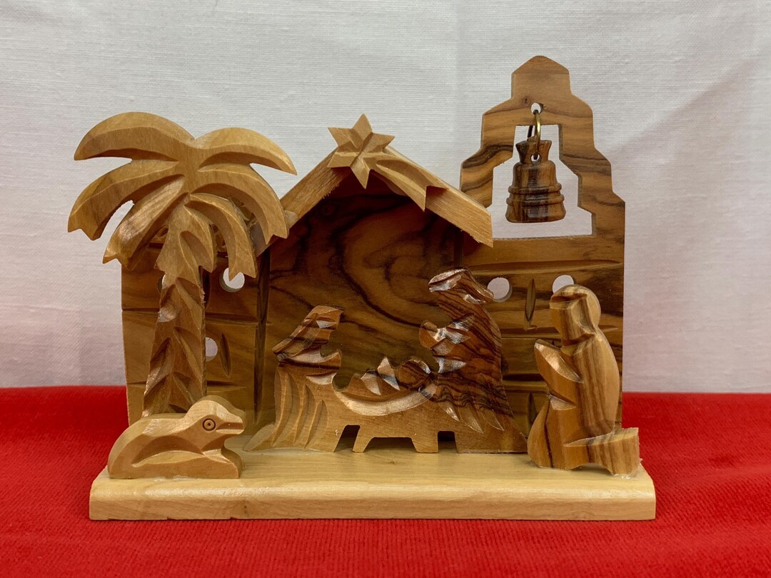 Miniature Carved Olive Wood Nativity Scene Made in Bethlehem Olive Wood ...