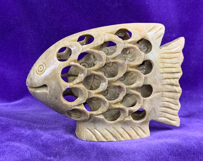 Carved Stone Fish Within a Fish | Carved Fish With Baby Fish Inside ...